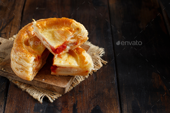 Rustico - traditional pastry from Lecce, Italy Stock Photo by katrinshine