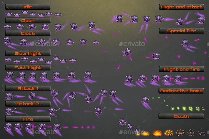 Flying Robot 2D Sprites, Game Assets | GraphicRiver