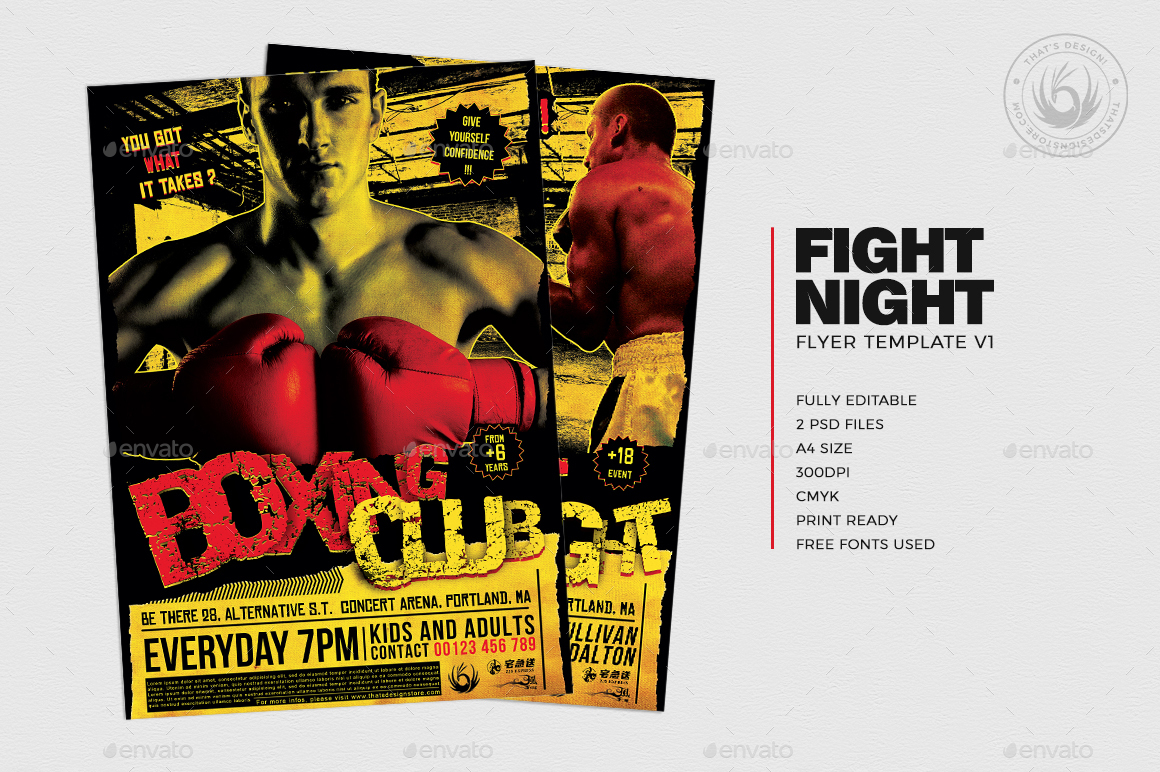 Fight Night Flyer Template V1, Print Templates | GraphicRiver