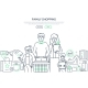 Family Shopping - Modern Line Design Style Banner, Vectors | GraphicRiver