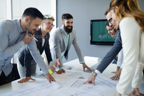 Picture of architects having meeting in office Stock Photo by nd3000