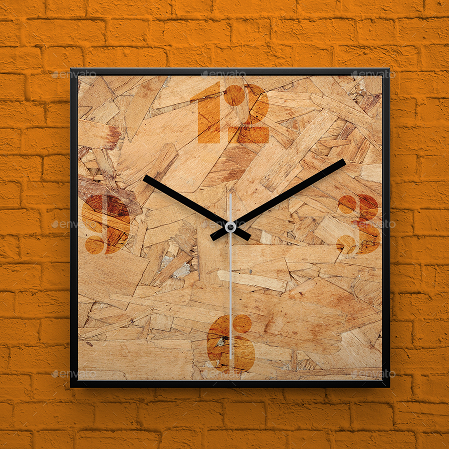 Square wall clock Mock-up, Graphics | GraphicRiver