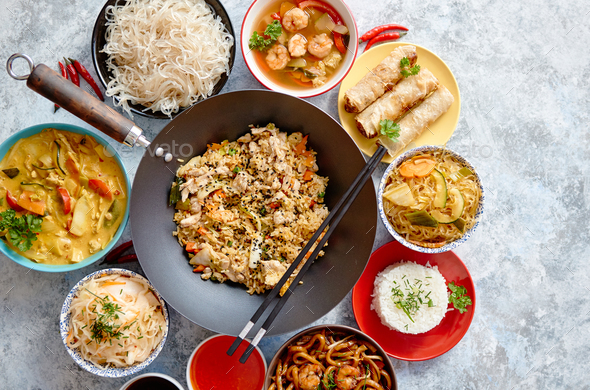 Chinese food set. Asian style food concept composition. Stock Photo by ...
