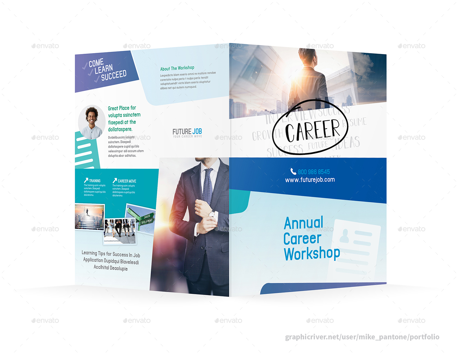 Career Workshop Bifold / Halffold Brochure, Print Templates | GraphicRiver