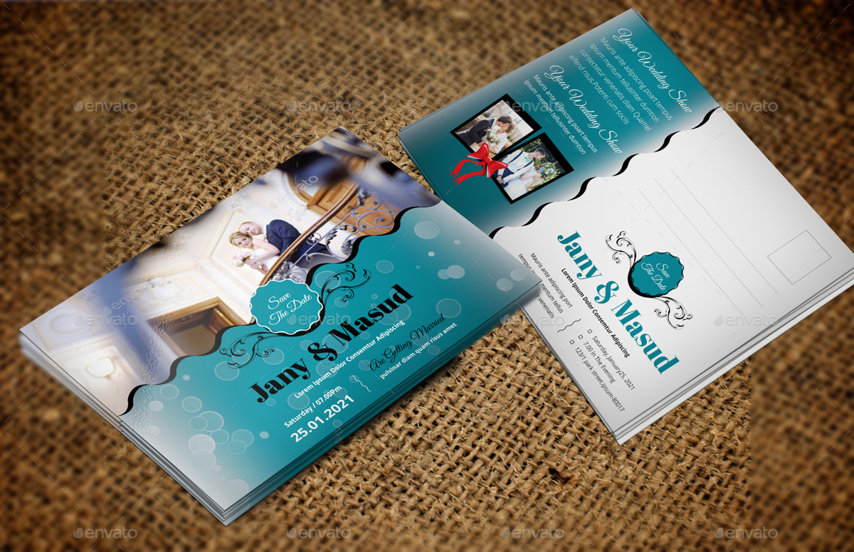 Wedding Invitation Postcard Design Template, Print Templates | GraphicRiver