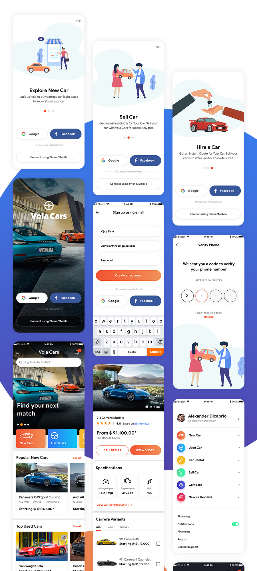 Vola Cars - Sell Car and Rental Car Mobile UI Kit by alternatedesign