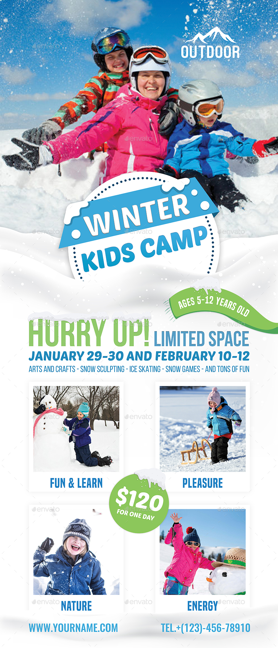 Kids Winter Camp Signage Banner Roll Up Template, Print Templates ...