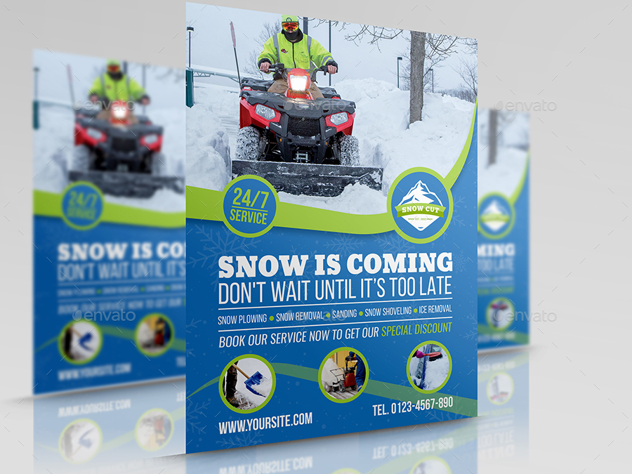 Snow Removal Service Flyer Template, Print Templates | GraphicRiver