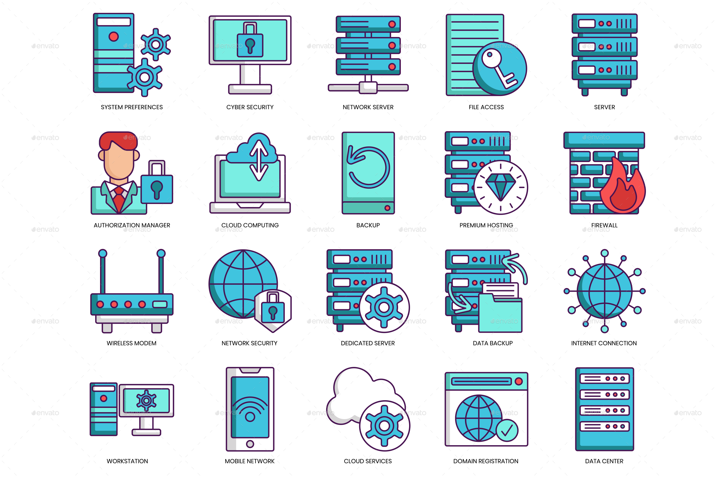 Web Hosting Icons, Icons | GraphicRiver