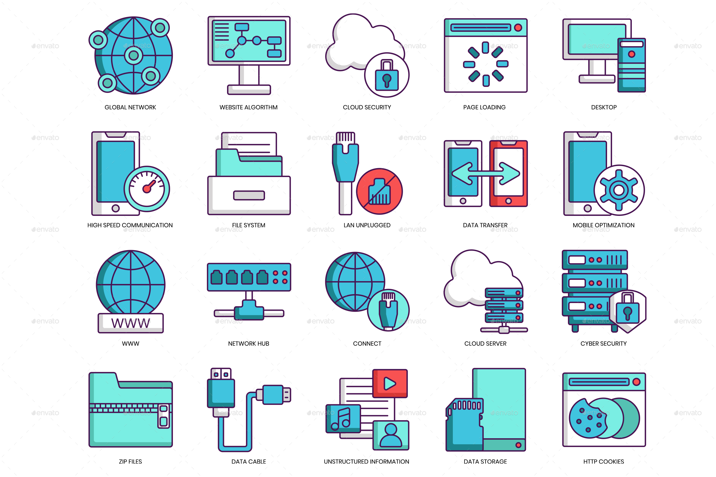 Web Hosting Icons, Icons | GraphicRiver
