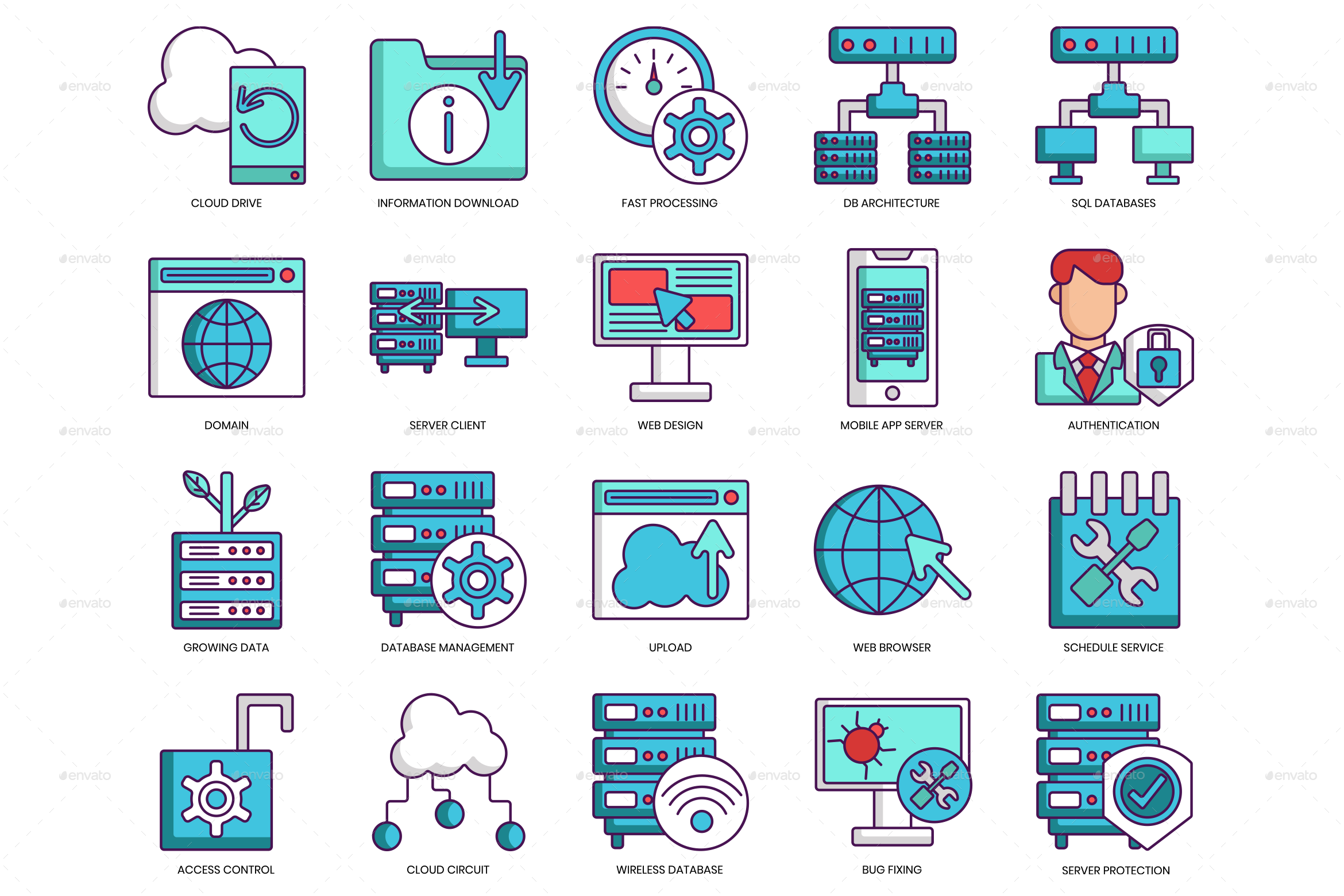 Web Hosting Icons, Icons | GraphicRiver