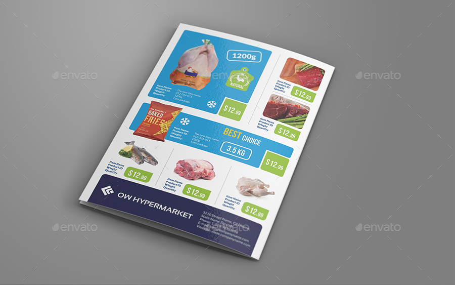 Supermarket Products Catalog Bi-Fold Brochure Vol.5, Print Templates