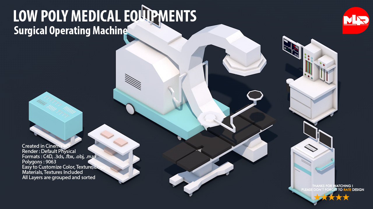 Low Poly Hospital Set - Medical Equipments by multimedia4d | 3DOcean