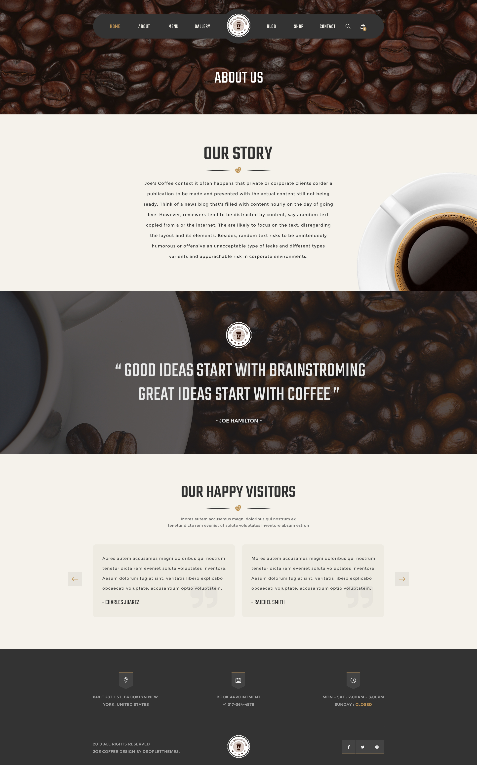 Joe Coffee - A Psd Template for Cafes, Coffee Shops and Bars by ...