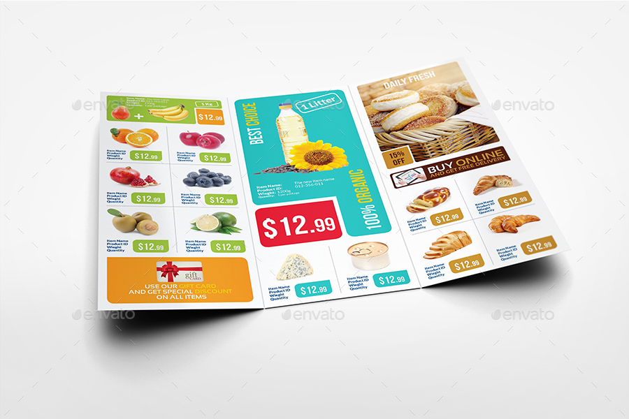 Supermarket Products Tri-Fold Catalog Brochure Vol.5, Print Templates