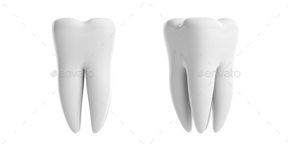 Clean shiny teeth isolated cutout on white background. 3d illustration ...