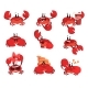 Crab Character with Different Emotions, Vectors | GraphicRiver