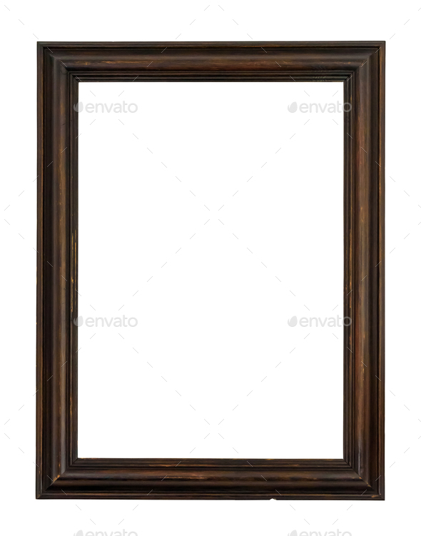 Dark wooden picture frame on white backround Stock Photo by mkos83