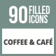 90 Coffee & Cafe Filled Round Corner Icons, Icons | GraphicRiver