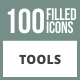 100 Tools Filled Round Corner Icons, Icons | GraphicRiver