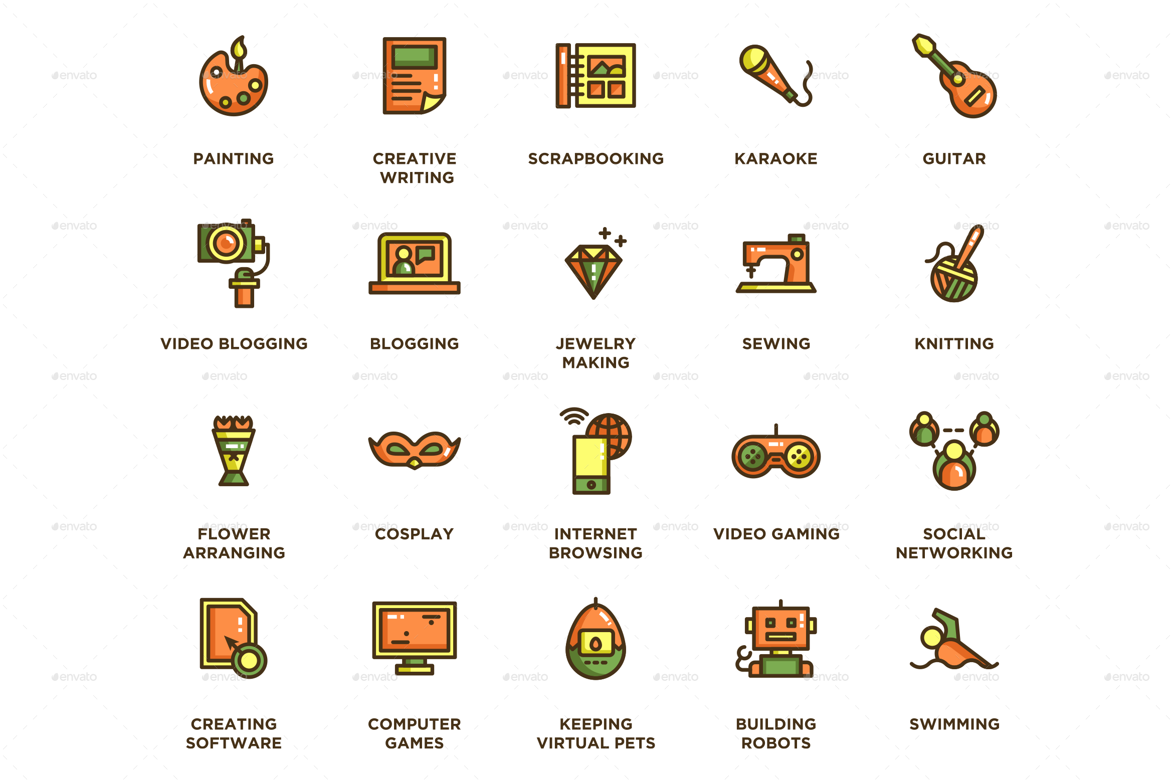 Hobby Icons, Icons | GraphicRiver