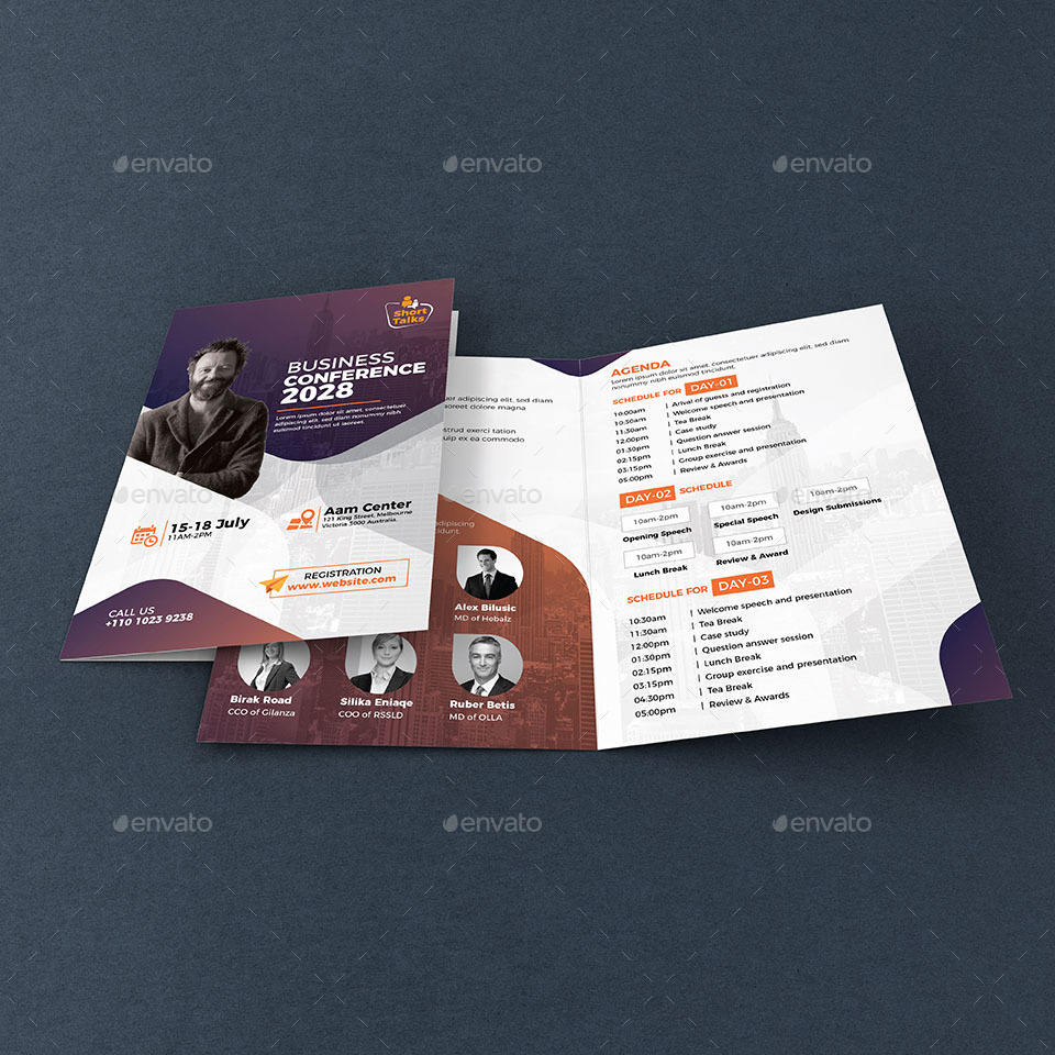 Conference Bifold Brochure Template, Print Templates | GraphicRiver