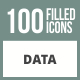 100 Data Filled Round Corner Icons, Icons | GraphicRiver