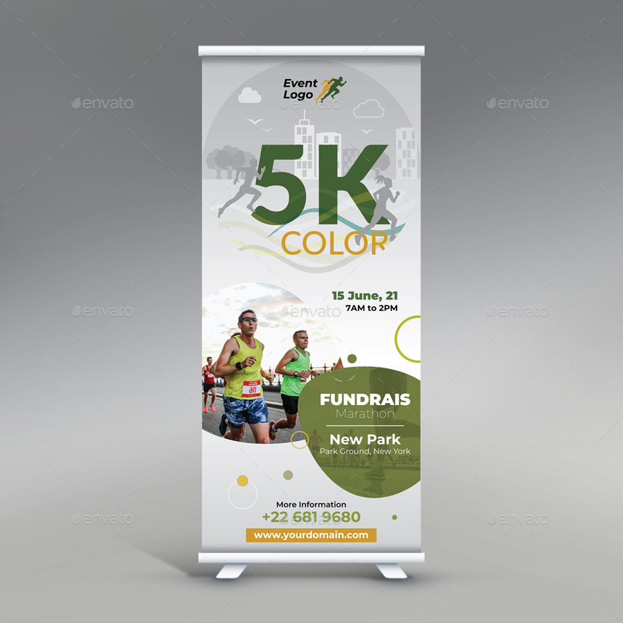 Color Run Roll Up Banner by design_station | GraphicRiver