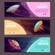 Set of Horizontal Long Banners with Cartoon Alien, Vectors | GraphicRiver