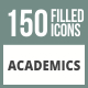 150 Academics Filled Round Corner Icons, Icons | GraphicRiver