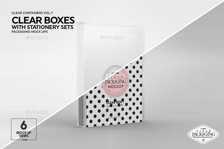 Clear Box with Stationery Set Packaging Mockup, Graphics | GraphicRiver