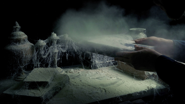 Man Picks Up Old Book And Blows Dust Off It, Stock Footage | VideoHive