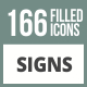 166 Sign Filled Round Corner Icons, Icons | GraphicRiver