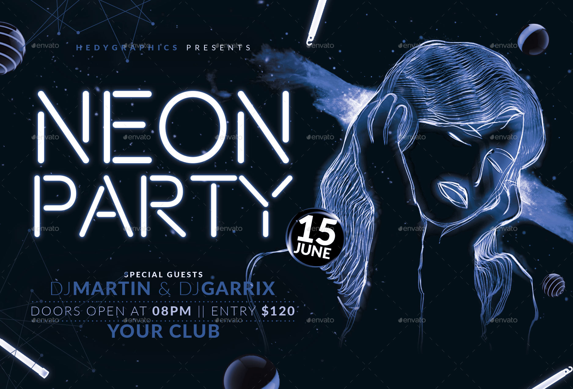 Neon Party Flyer, Print Templates | GraphicRiver