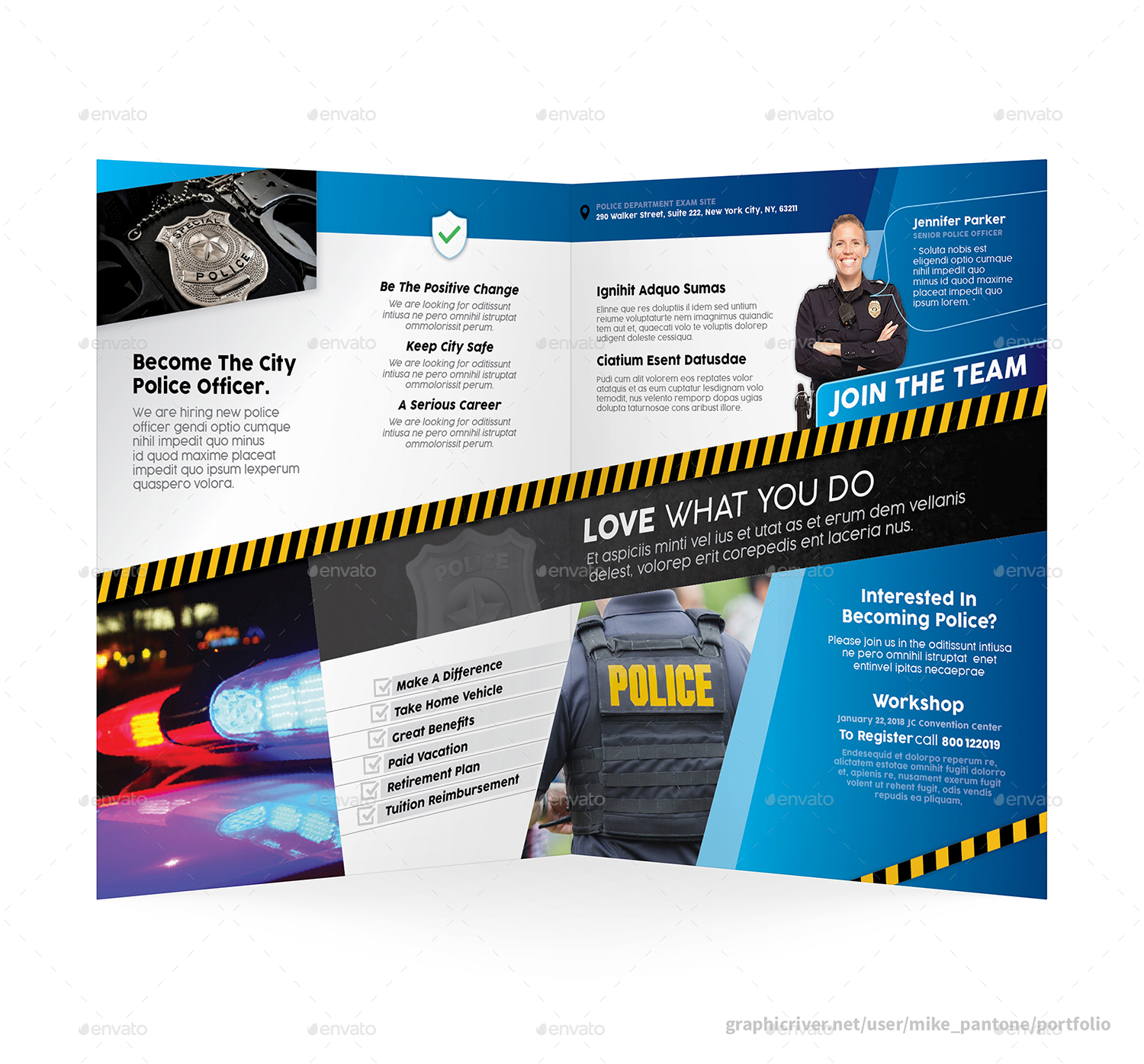Police Bifold / Halffold Brochure, Print Templates | GraphicRiver