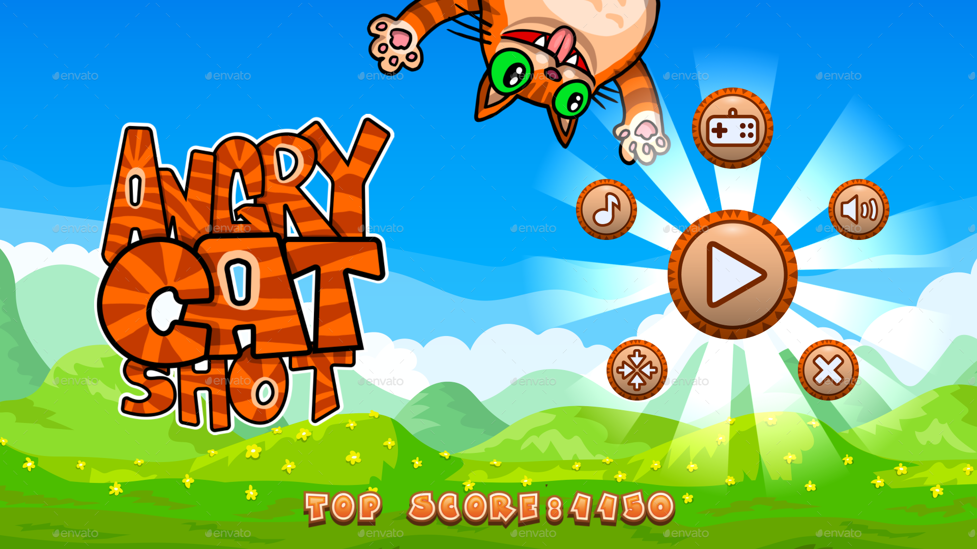 Game Assets for Angry Cat Shot, Game Assets | GraphicRiver