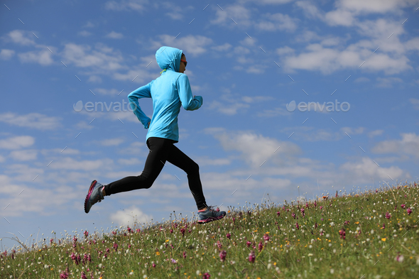 Running under blue sky Stock Photo by lzf | PhotoDune