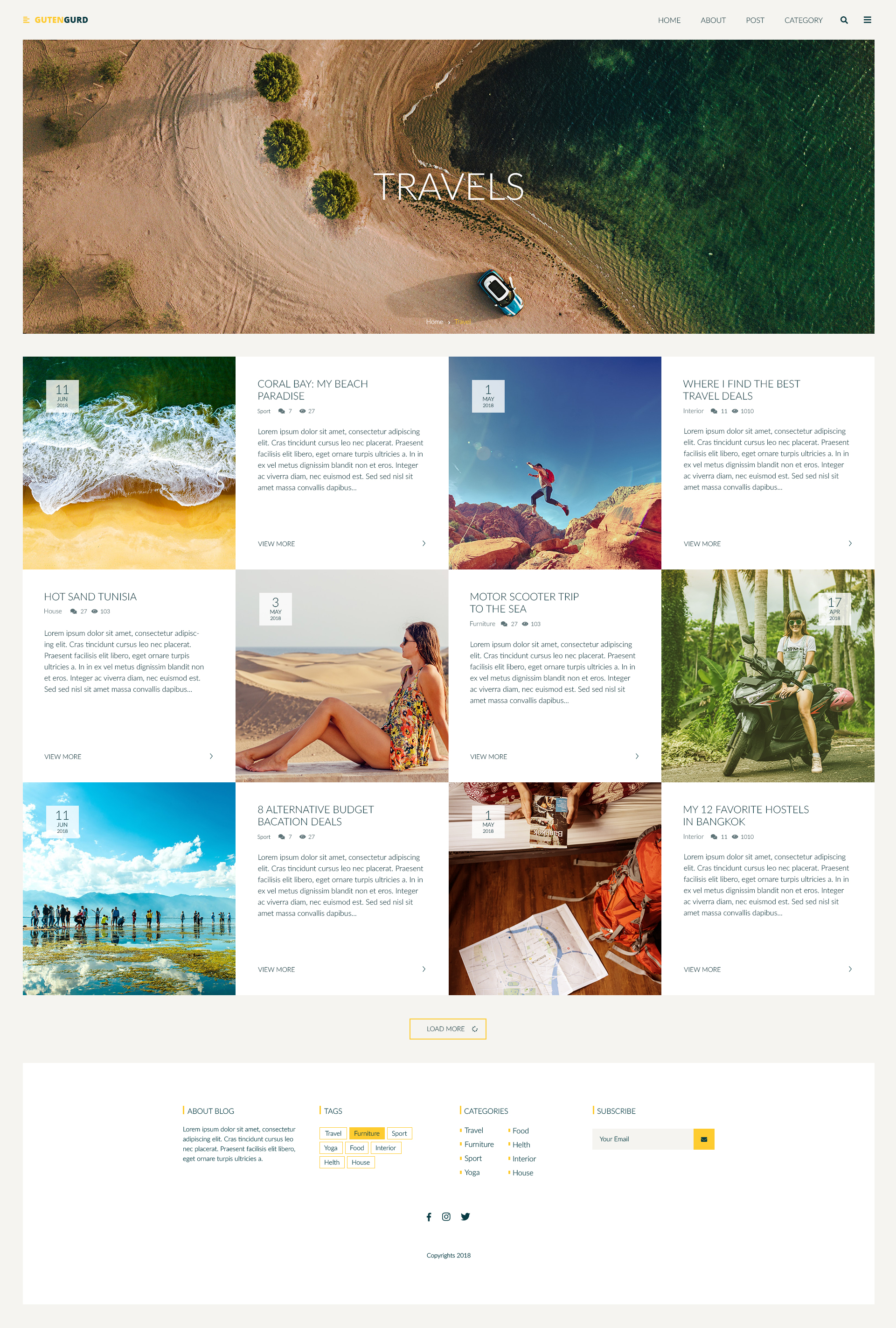 Gutengurd - Travel and Entertainment Blog PSD Template by mx_reliable