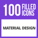 100 Material Design Filled Blue & Black Icons by IconBunny | GraphicRiver