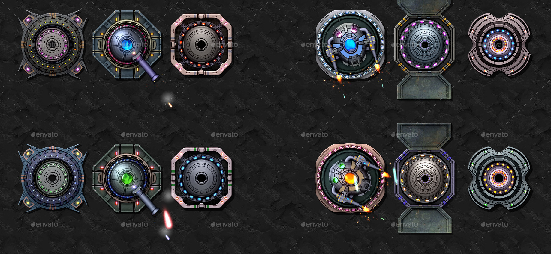 Space Shooter Sprites Ground Towers, Game Assets | GraphicRiver