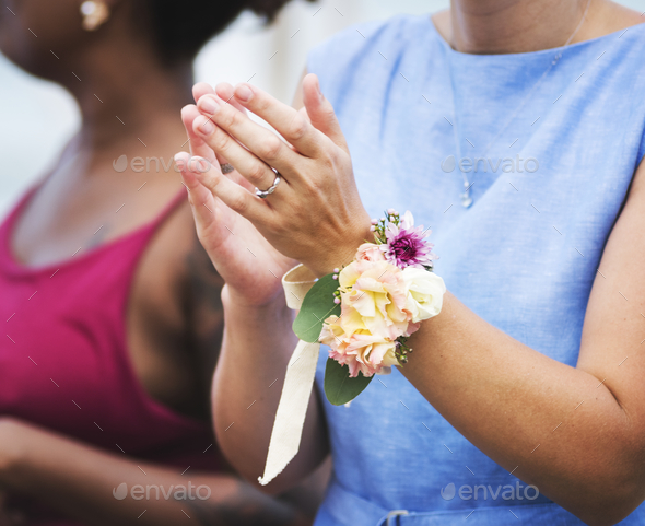 Wedding guests clapping for the bride and groom Stock Photo by Rawpixel