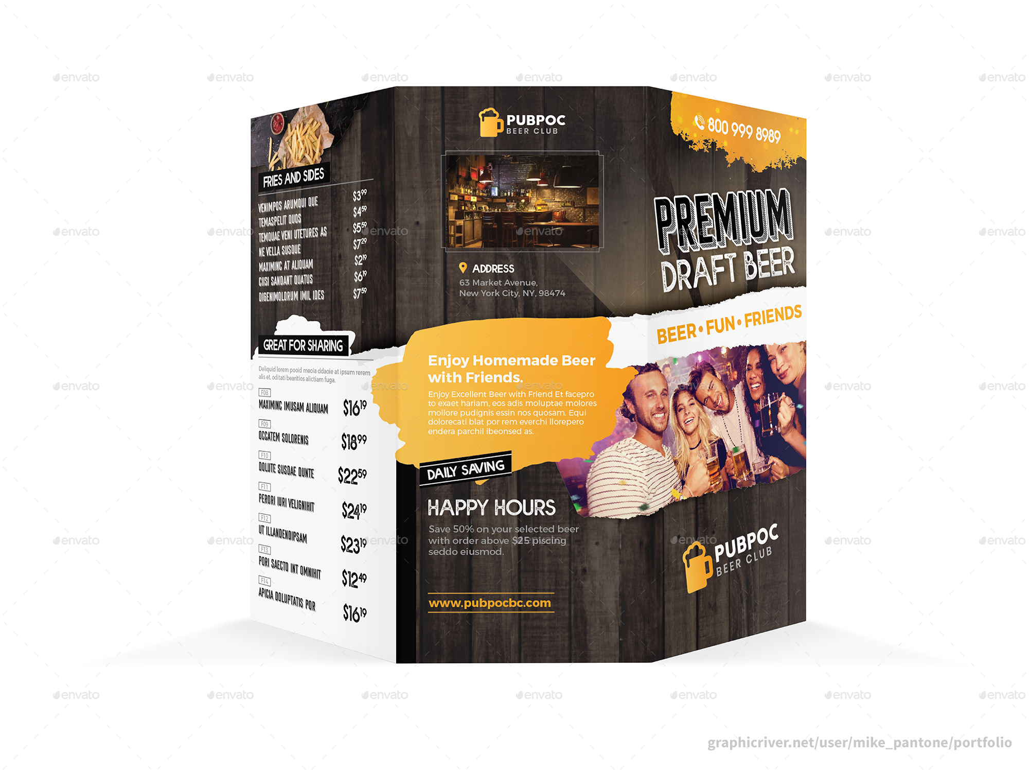 Beer Club / Pub Trifold Menu, Print Templates | GraphicRiver
