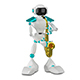 3D Illustration White Robot with Sax, Graphics | GraphicRiver