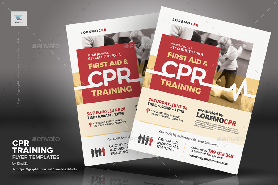 CPR Training Flyer Templates, Print Templates | GraphicRiver