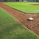 Baseball field from first base side in morning light Stock Photo by ...