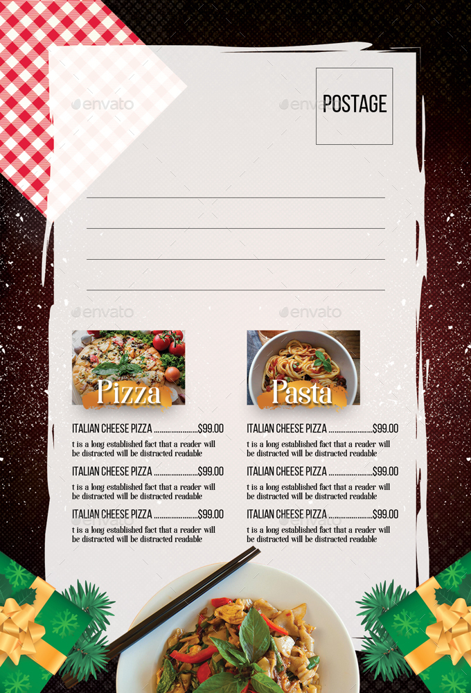 Christmas Food Menu Postcard, Print Templates | GraphicRiver