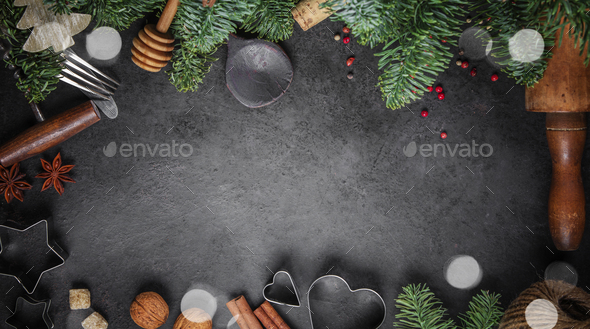 Christmas cooking background - space for your text Stock Photo by klenova
