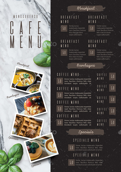 Cafe Menu, Print Templates | GraphicRiver