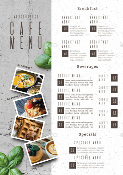 Cafe Menu, Print Templates | GraphicRiver