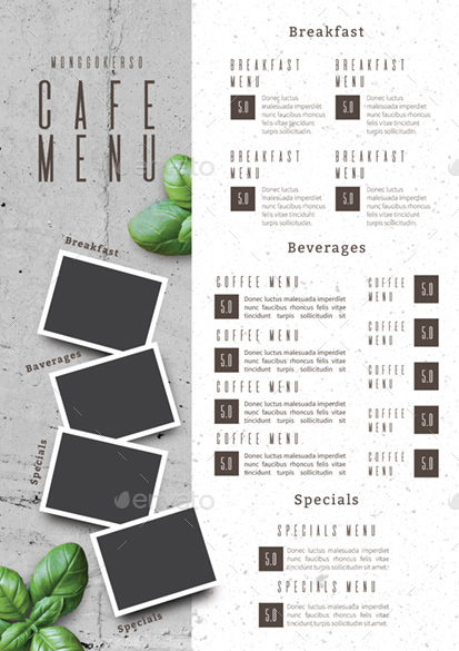 Cafe Menu, Print Templates | GraphicRiver